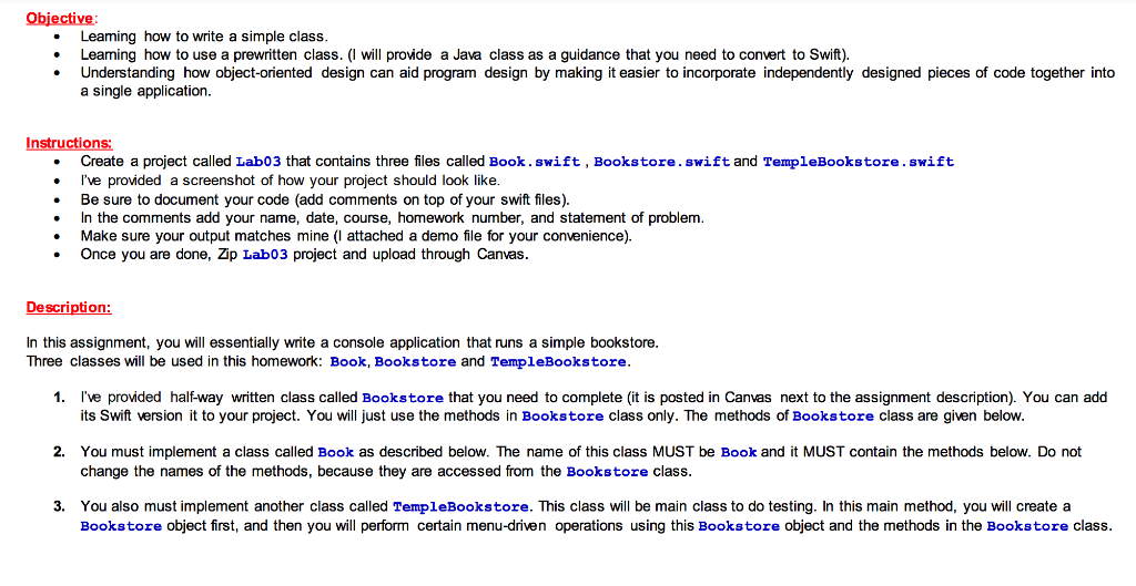 Objective: Leaming how to write a simple class | Chegg.com