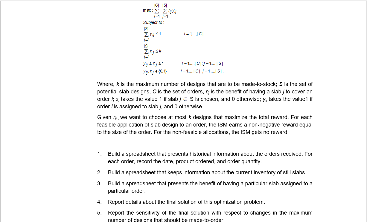 Solved max:∑i=1∣C∣∑j=1∣S∣rijyij Subject to : | Chegg.com