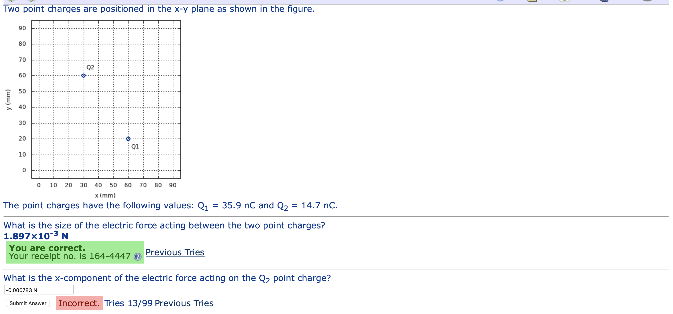 Solved Two point charges are positioned in the x−y plane as | Chegg.com