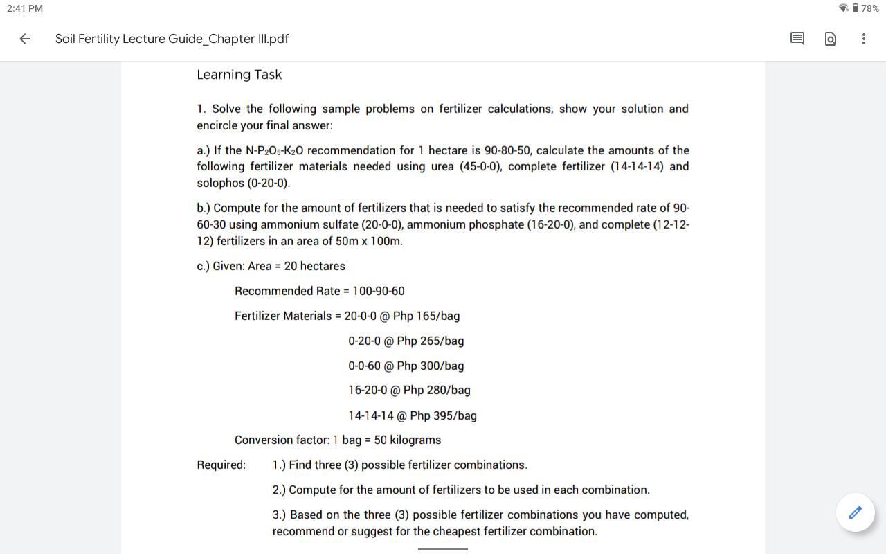 Solved 2:41 PM ← Soil Fertility Lecture Guide_Chapter | Chegg.com