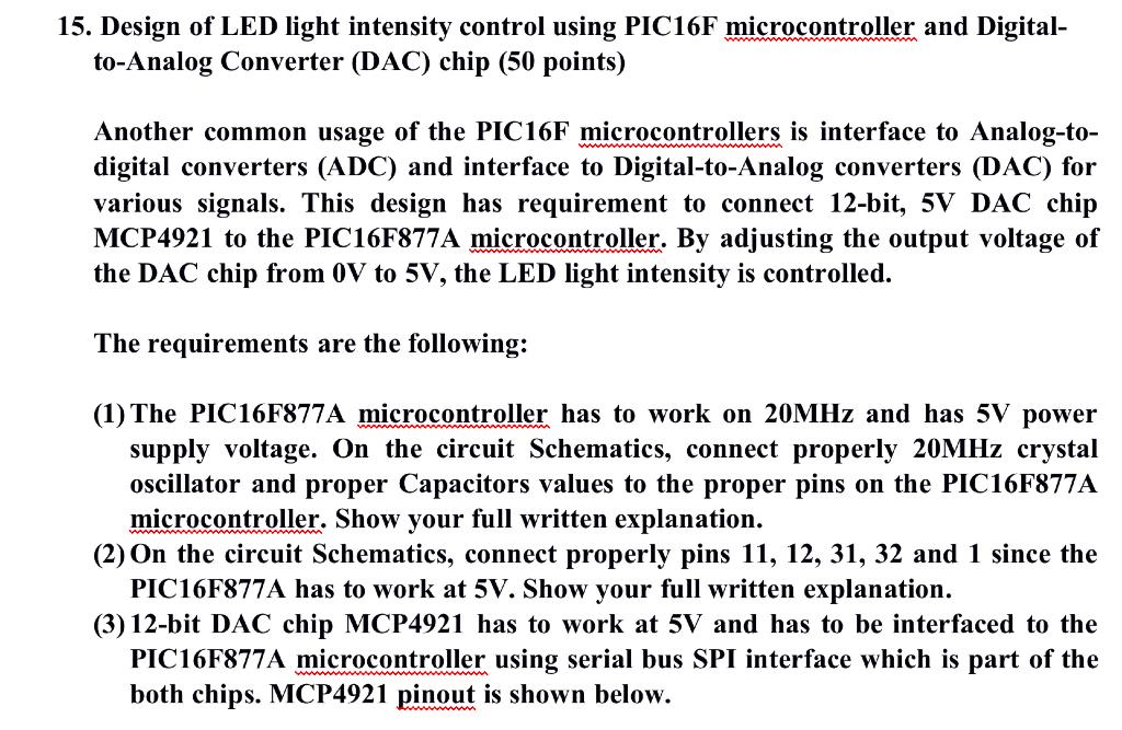 Solved 15. Design of LED light intensity control using | Chegg.com