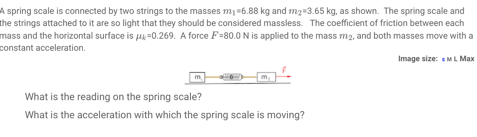 Solved A spring scale is connected by two strings to the | Chegg.com