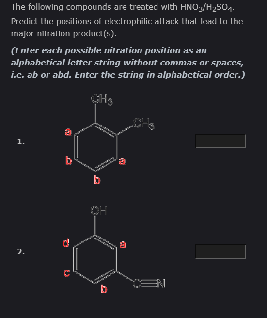 Solved The following compounds are treated with HNO3/H2SO4. | Chegg.com