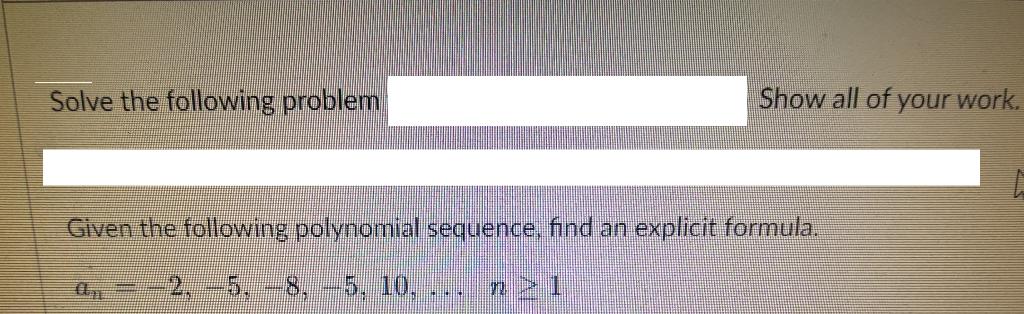 Solved Solve the following problem Show all of your work. | Chegg.com