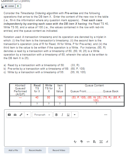 Question 13 13 Points Listen Consider The Timestamp