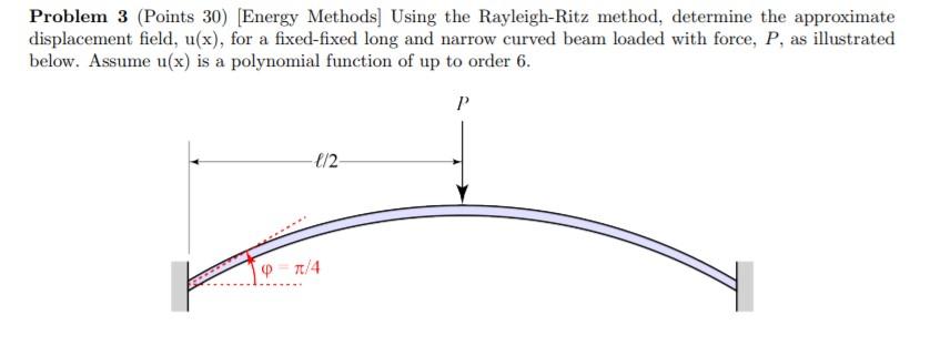 Solved Problem 3 (Points 30) [Energy Methods! Using the | Chegg.com