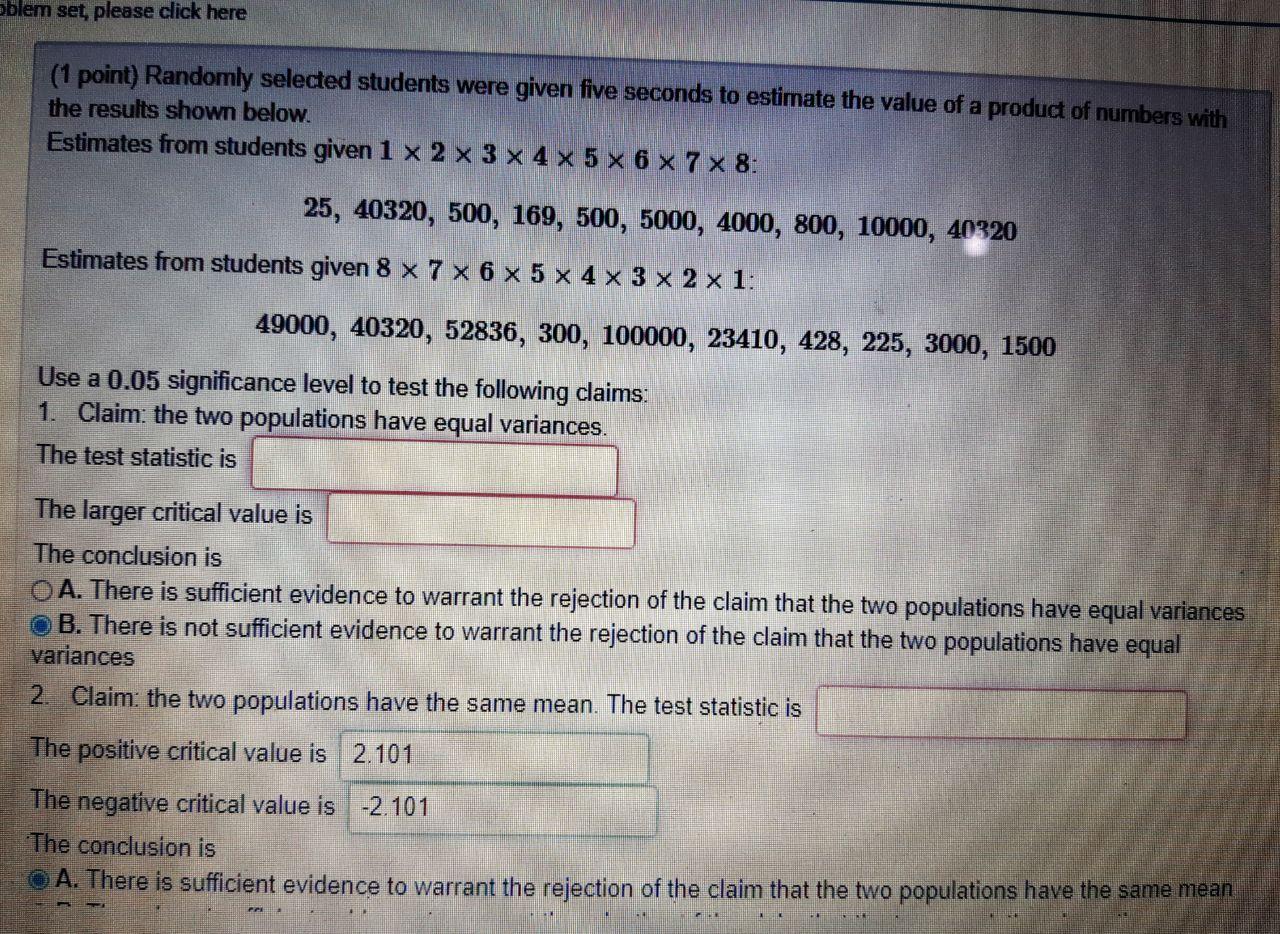 Solved oblem set, please click here (1 point) Randomly | Chegg.com