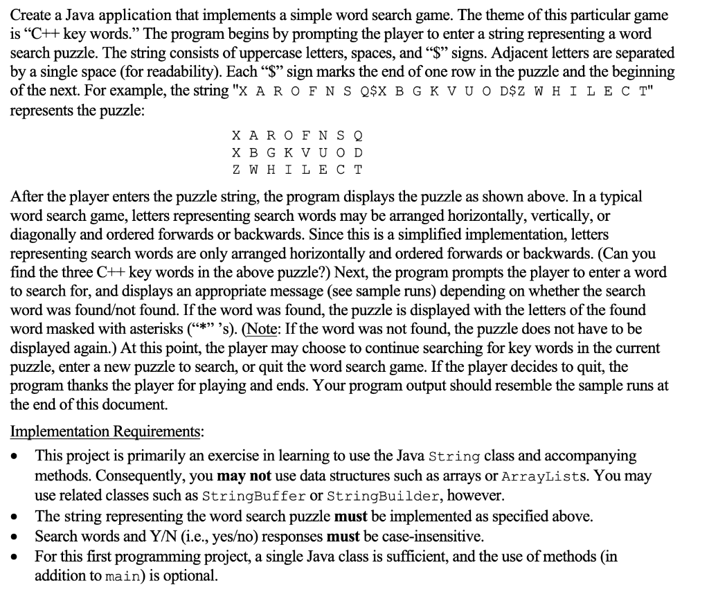 Create a Java application that implements a simple | Chegg.com