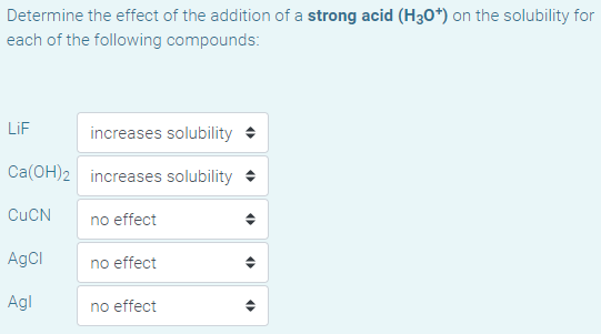 Solved Determine the effect of the addition of a strong acid | Chegg.com