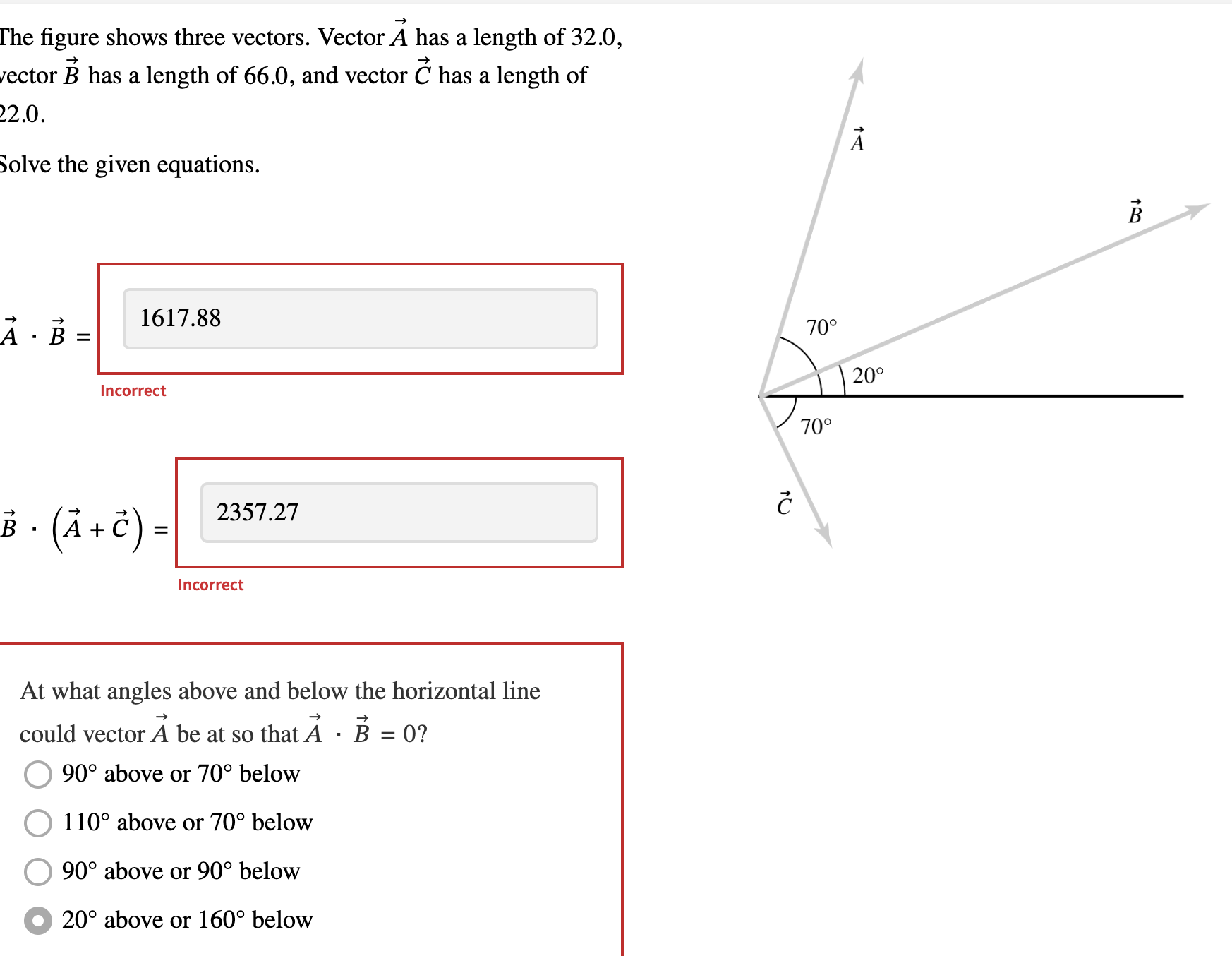 Solved At what angles above and below the horizontal | Chegg.com