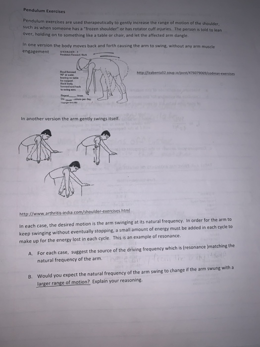 Solved Pendulum Exercises ndulum exercises are used | Chegg.com Solved Pendulum Exercises ndulum exercises are used | Chegg.com
