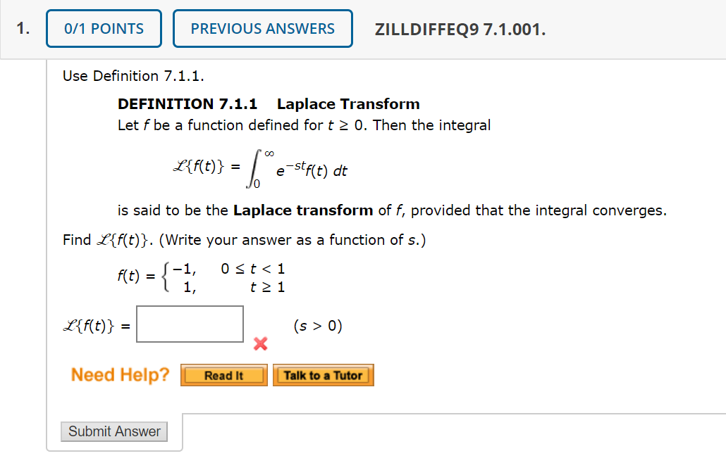 Solved 0/1 POINTS PREVIOUS ANSWERS ZILLDIFFEQ9 7.1.001. Use | Chegg.com