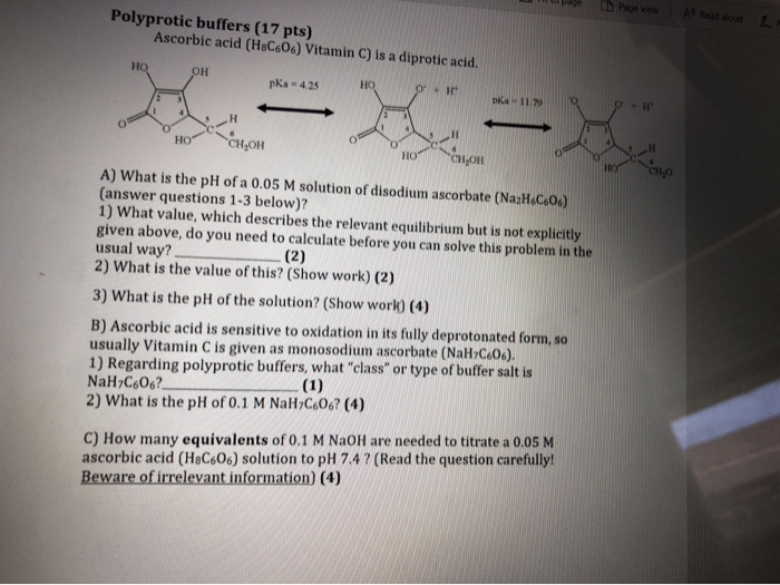 Solved Page view AU Read aloud Polyprotic buffers (17 pts) | Chegg.com