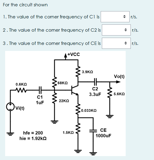Solved For the circuit shown 1. The value of the corner | Chegg.com