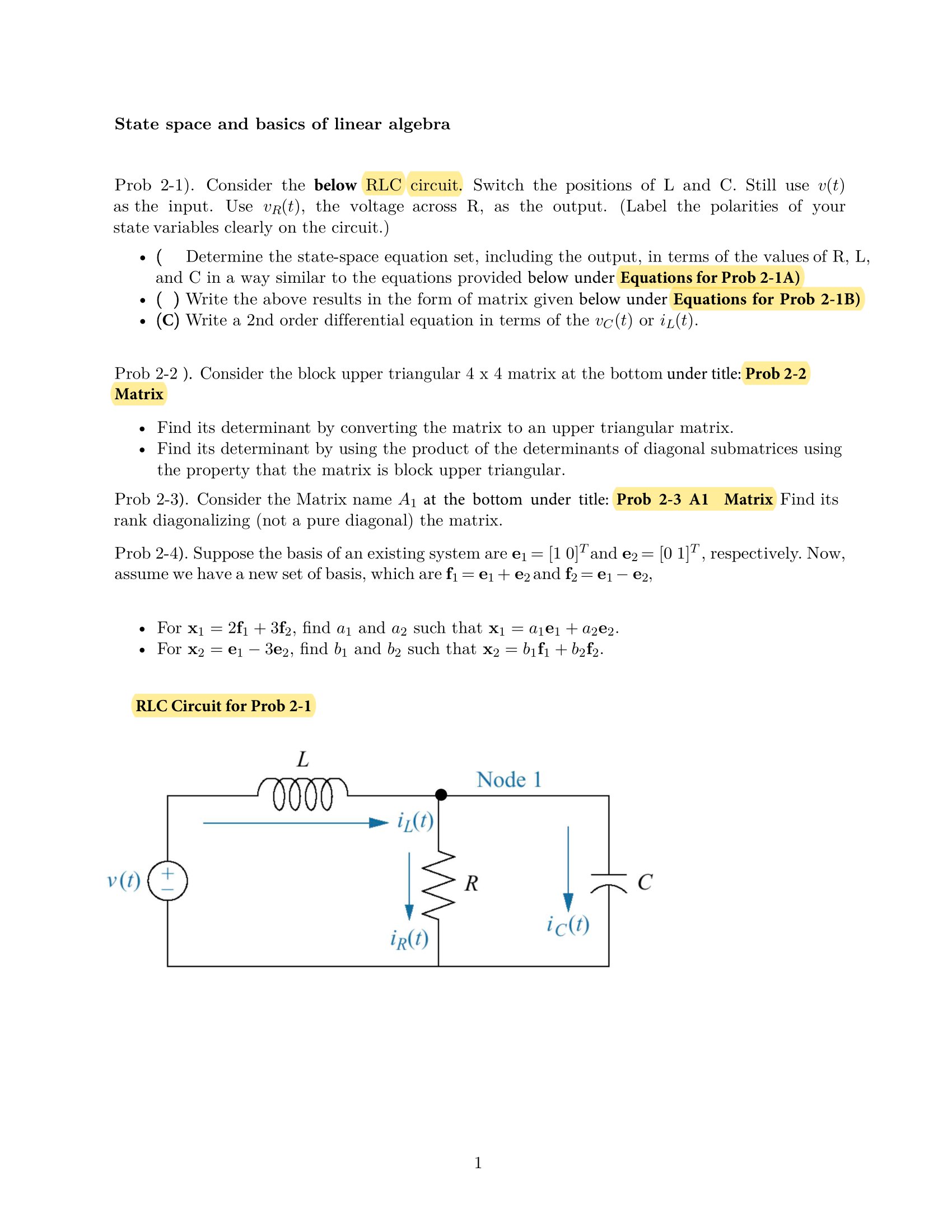 Solved Equations for Prob 2-1A) 1. Select state variables | Chegg.com