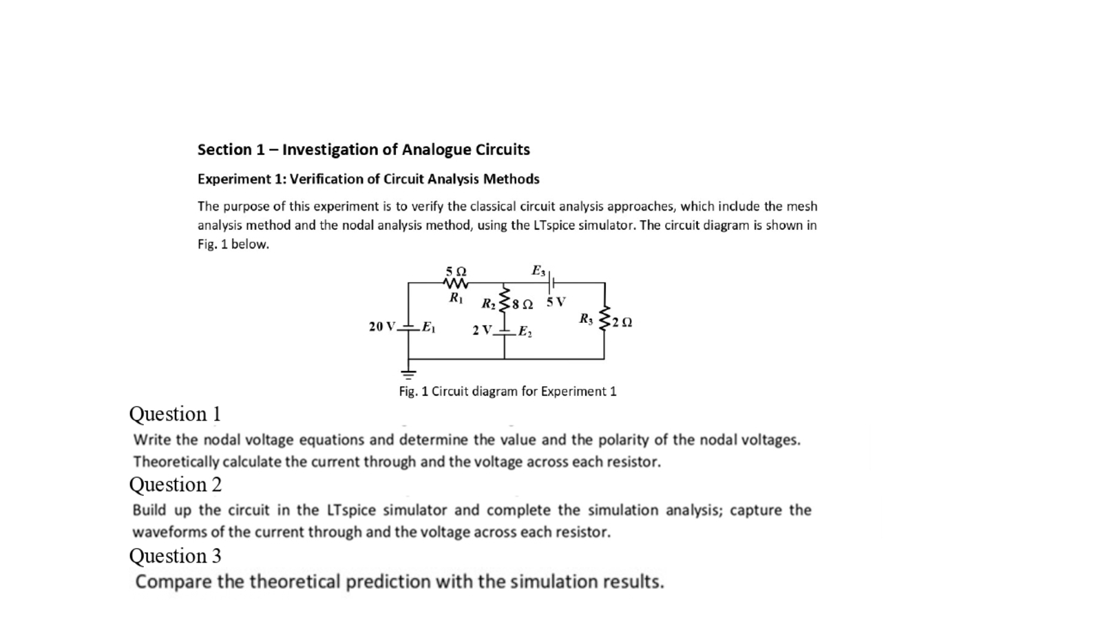 Solved Section 1 - ﻿Investigation of Analogue | Chegg.com