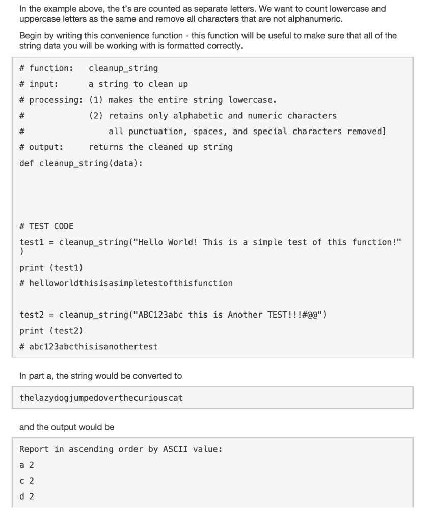 Solved In the example above, the t's are counted as separate | Chegg.com
