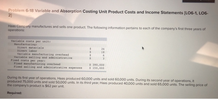 Solved Problem 6-18 Variable and Absorption Costing Unit | Chegg.com