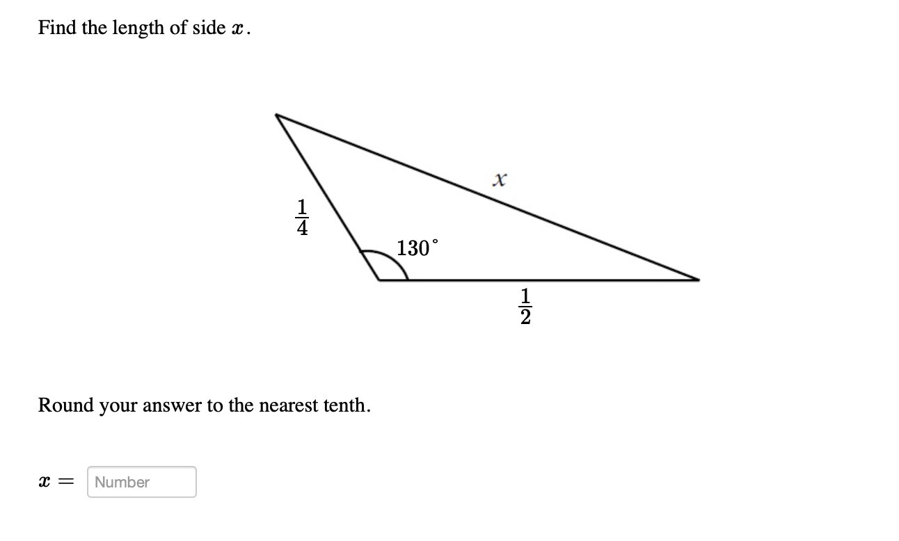 Solved Find the length of side x. Round your answer to the | Chegg.com