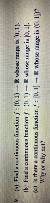 Solved Find a continuous function f: (0, 1) rightarrow R | Chegg.com
