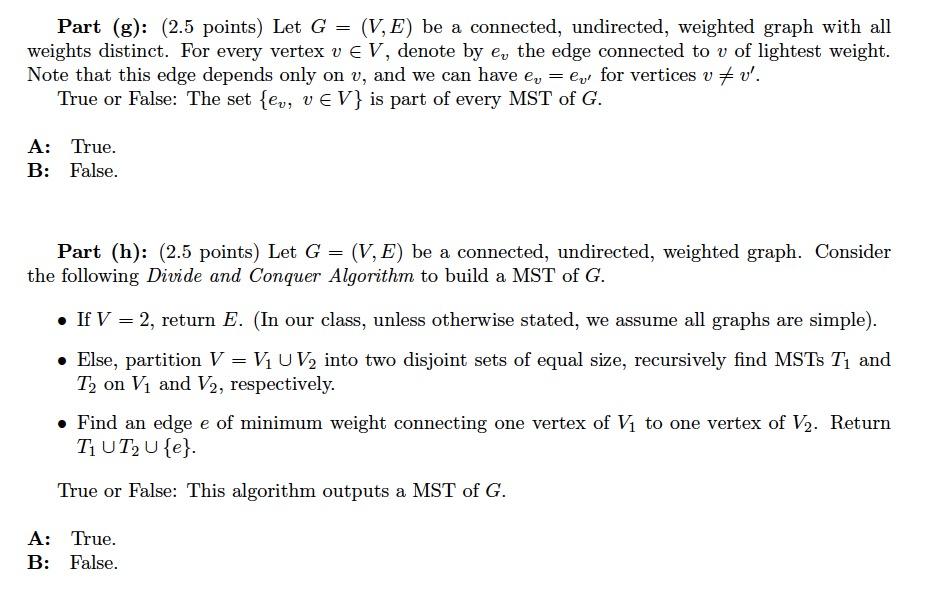 Solved Problem 1 (MCQs on MST and Ford-Fulkerson.) For each | Chegg.com