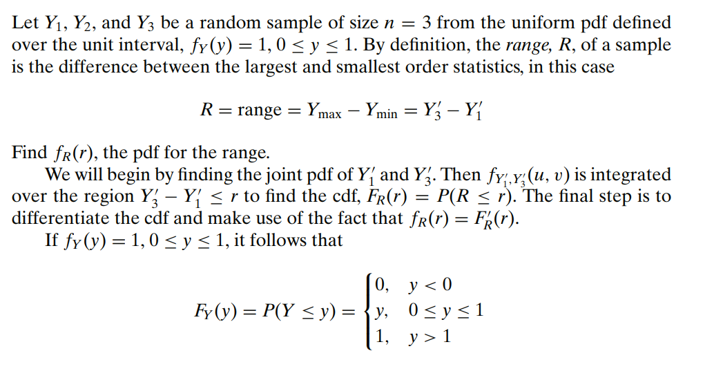 Solved This example develops the density function for the | Chegg.com