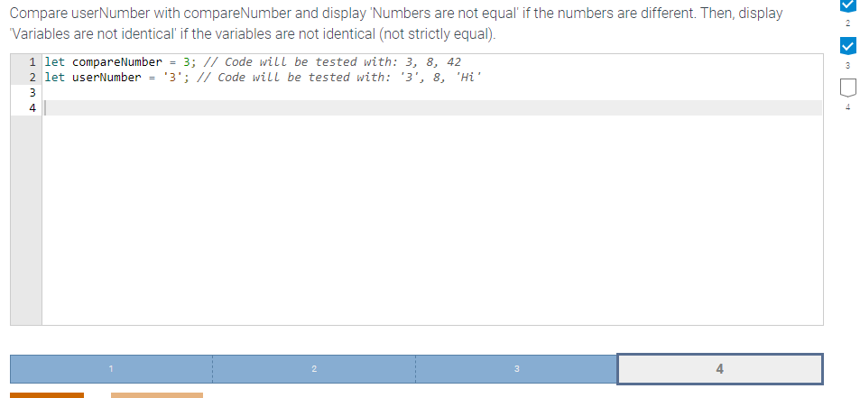 Solved 2 2 Compare userNumber with compareNumber and display | Chegg.com