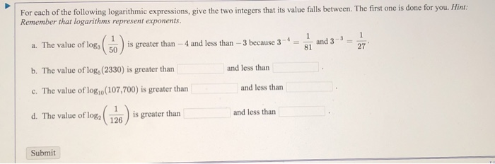 Solved For Each Of The Following Logarithmic Expressions