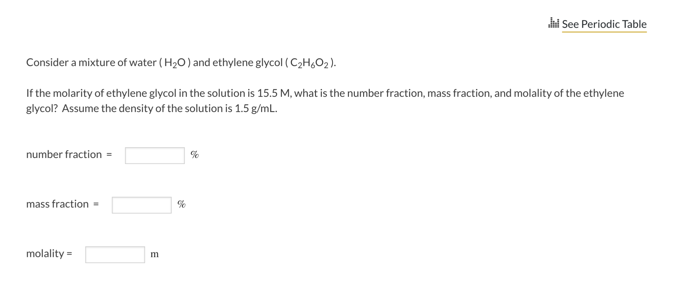 Solved Consider a mixture of water (H2O) and ethylene glycol | Chegg.com