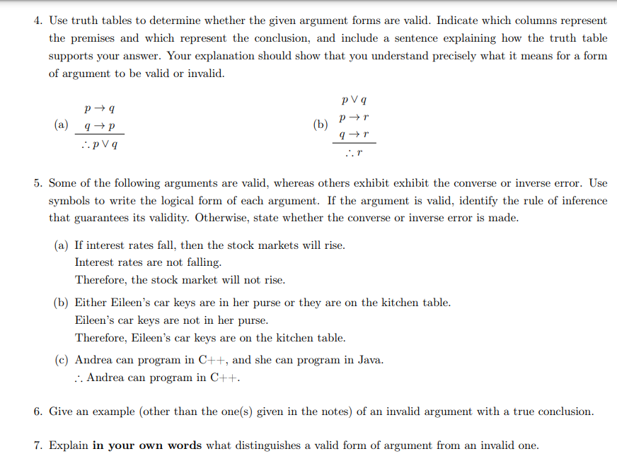 4. Use truth tables to determine whether the given | Chegg.com