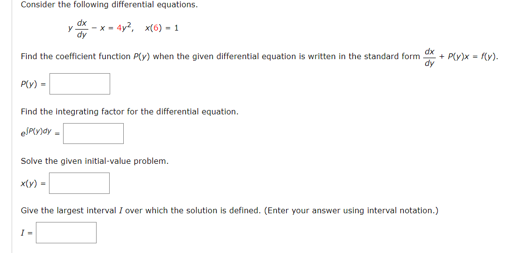 Solved Consider the following differential equations. | Chegg.com