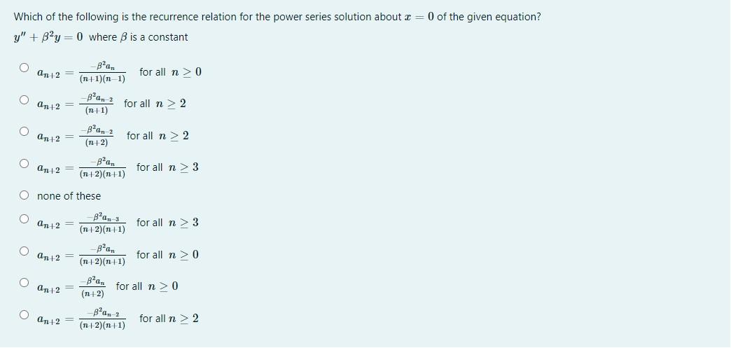 Solved Which Of The Following Is The Recurrence Relation For