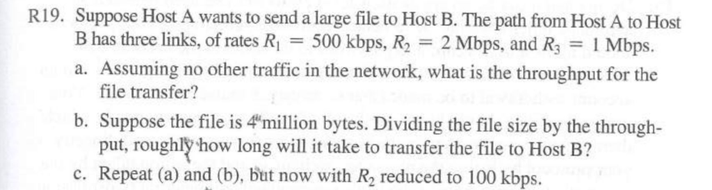 Solved R19. Suppose Host A wants to send a large file to | Chegg.com