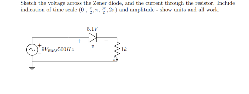 Solved Sketch the voltage across the Zener diode, and the | Chegg.com