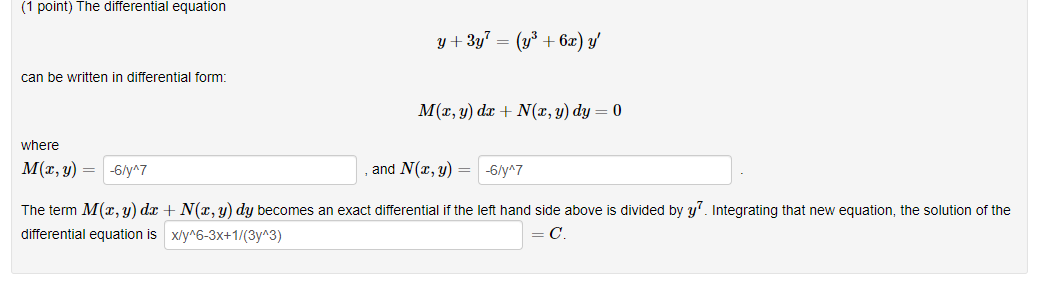Solved (1 point) Use the "mixed partials" check to see if | Chegg.com