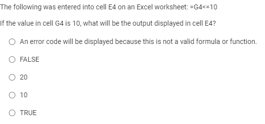 Solved The following was entered into cell E4 on an Excel | Chegg.com