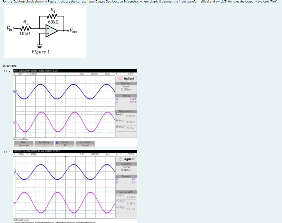 Solved For the Op-Amp circuit shown in Figure 1, choose the | Chegg.com