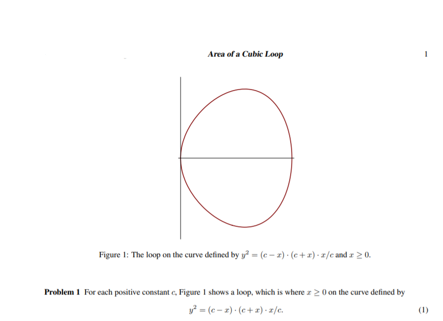 Solved Area of a Cubic Loop 1 Figure 1: The loop on the | Chegg.com