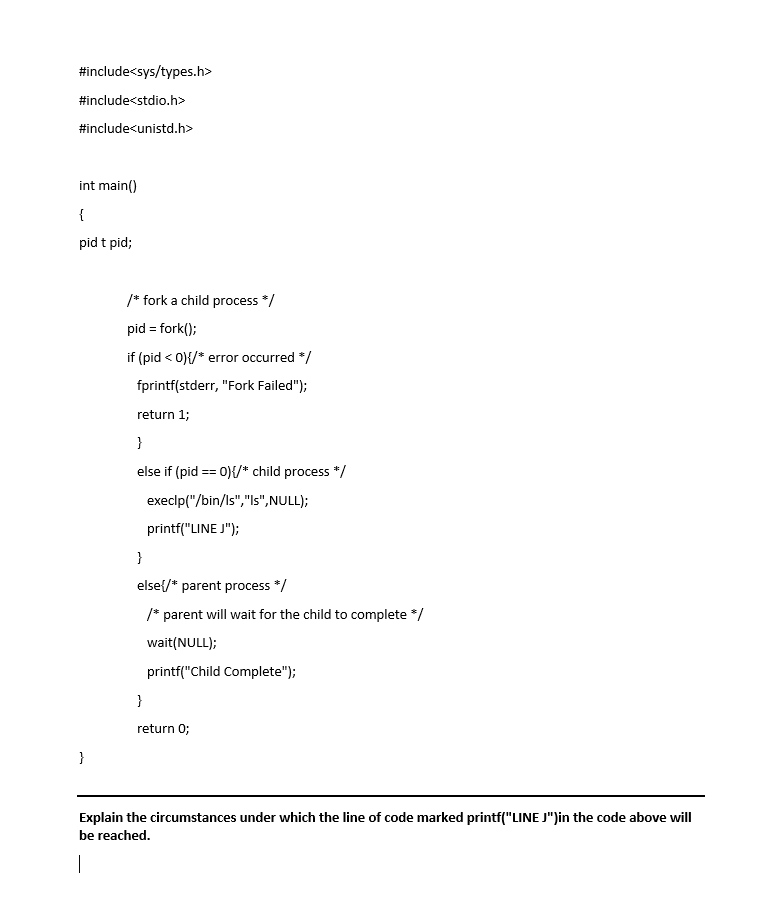 #include #include #include int main() pid t pid; /* | Chegg.com