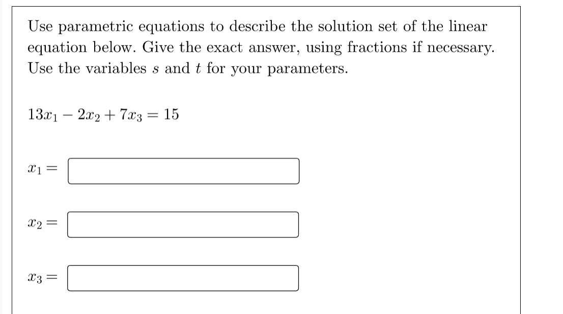 Solved Use parametric equations to describe the solution set | Chegg.com