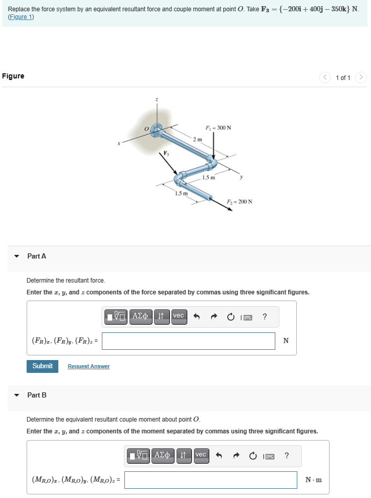 Solved Replace the force system by an equivalent resultant | Chegg.com