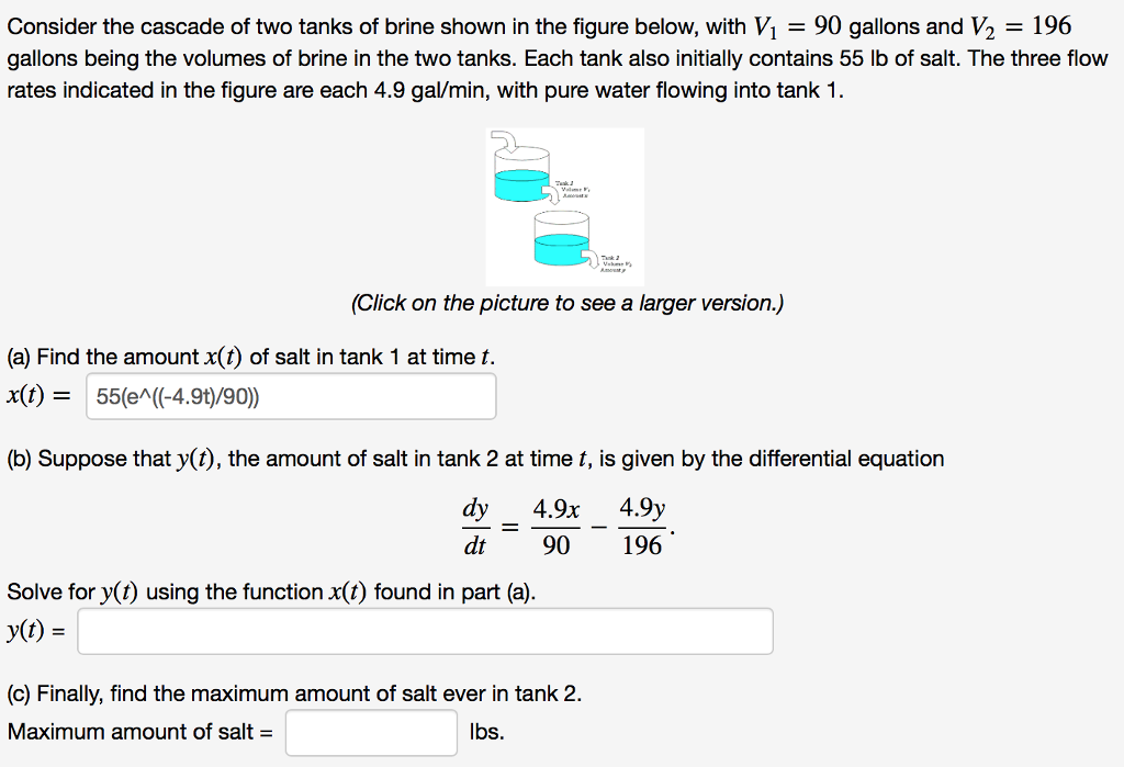 Solved Consider the cascade of two tanks of brine shown in | Chegg.com