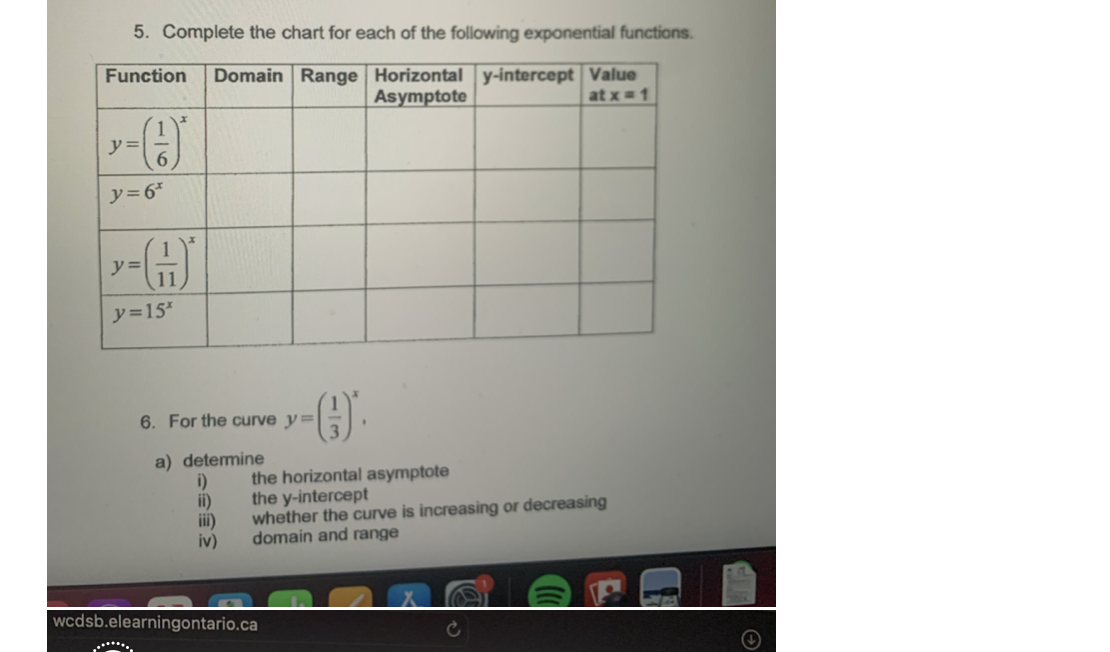 Solved 5. Complete the chart for each of the following | Chegg.com