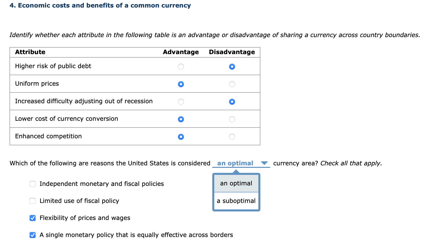 Solved 4. Economic costs and benefits of a common currency | Chegg.com