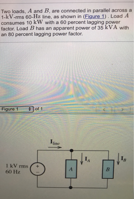 Solved Two loads, A and B, are connected in parallel across | Chegg.com