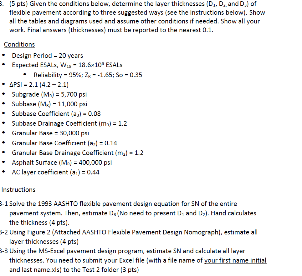 Solved Instructions3-1 ﻿Solve the 1993 ﻿AASHTO flexible | Chegg.com