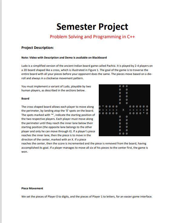 Solved Semester Project Problem Solving and Programming in | Chegg.com