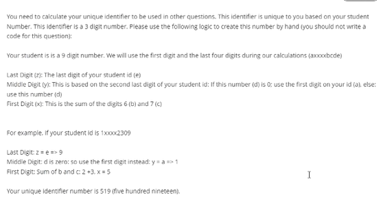 Solved You need to caleulate your unique identifier to be | Chegg.com