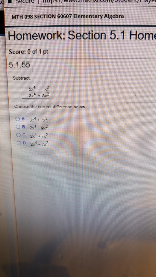 Solved MTH 098 SECTION 60607 Elementary Algebra Homework: | Chegg.com