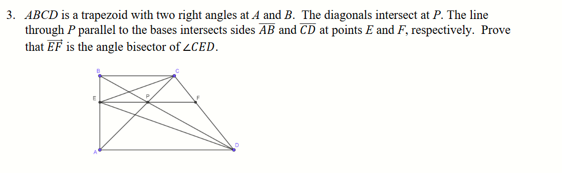 Solved 3. ABCD is a trapezoid with two right angles at A and | Chegg.com